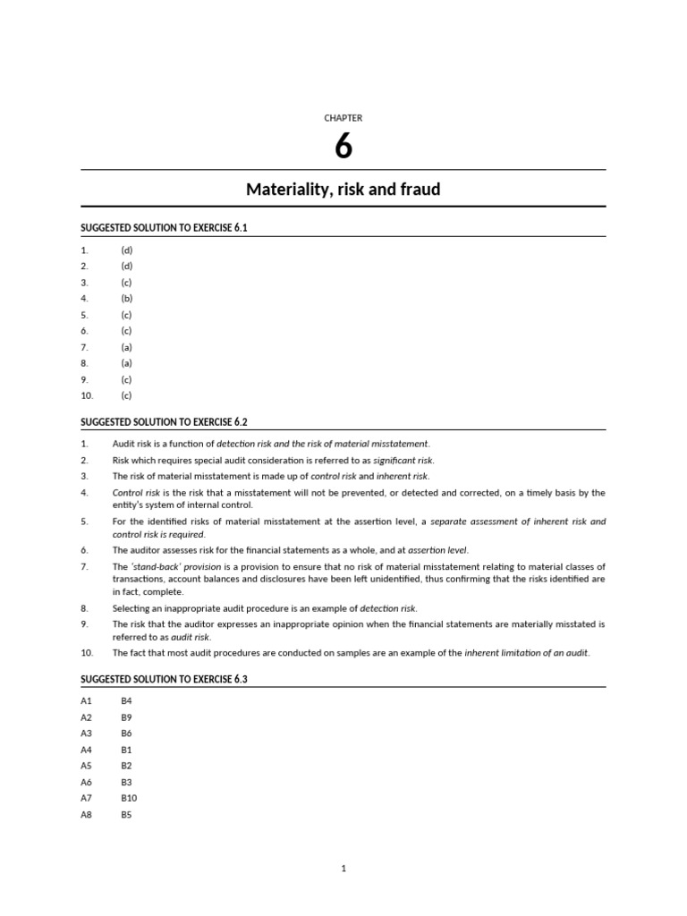 Chap06 - Solutions SS GR-MG CR Reviewed | PDF | Audit | Internal Control