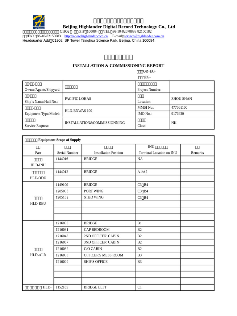 BNWAS Install& Commission Report | PDF
