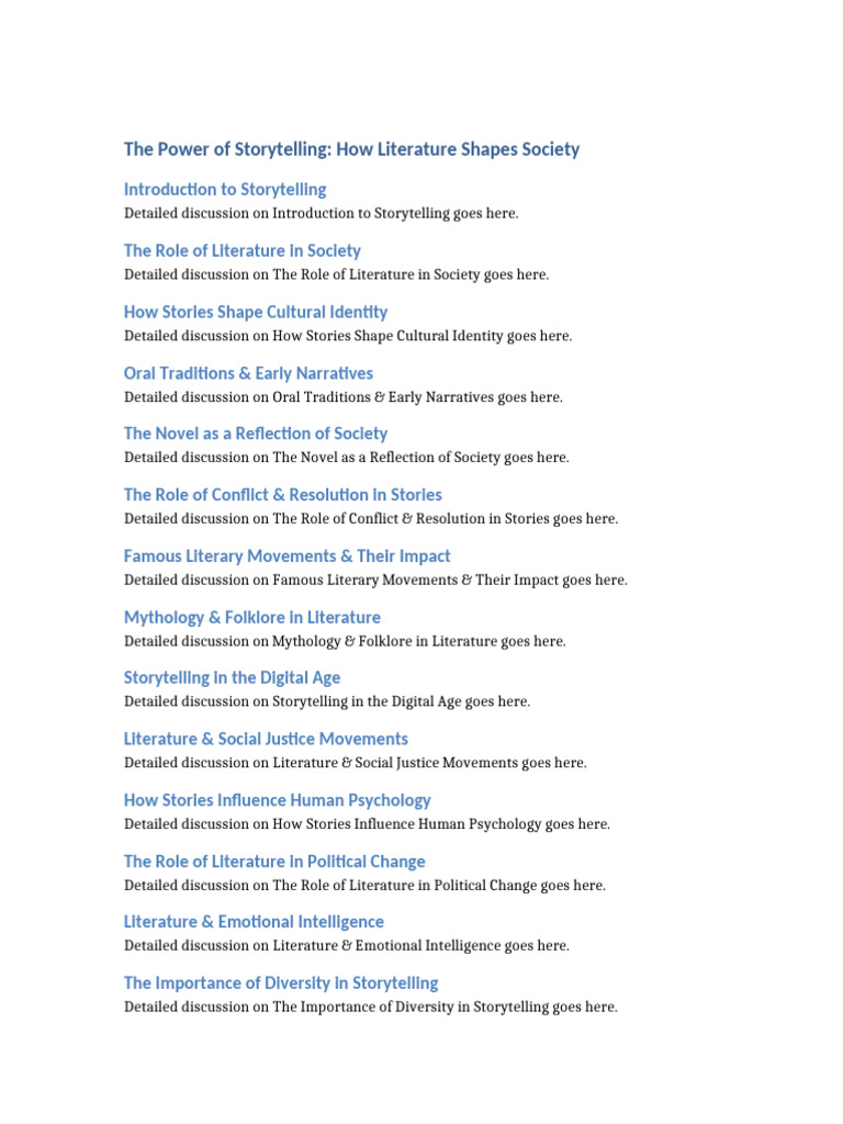 The Power of Storytelling How Literature Shapes Society | PDF