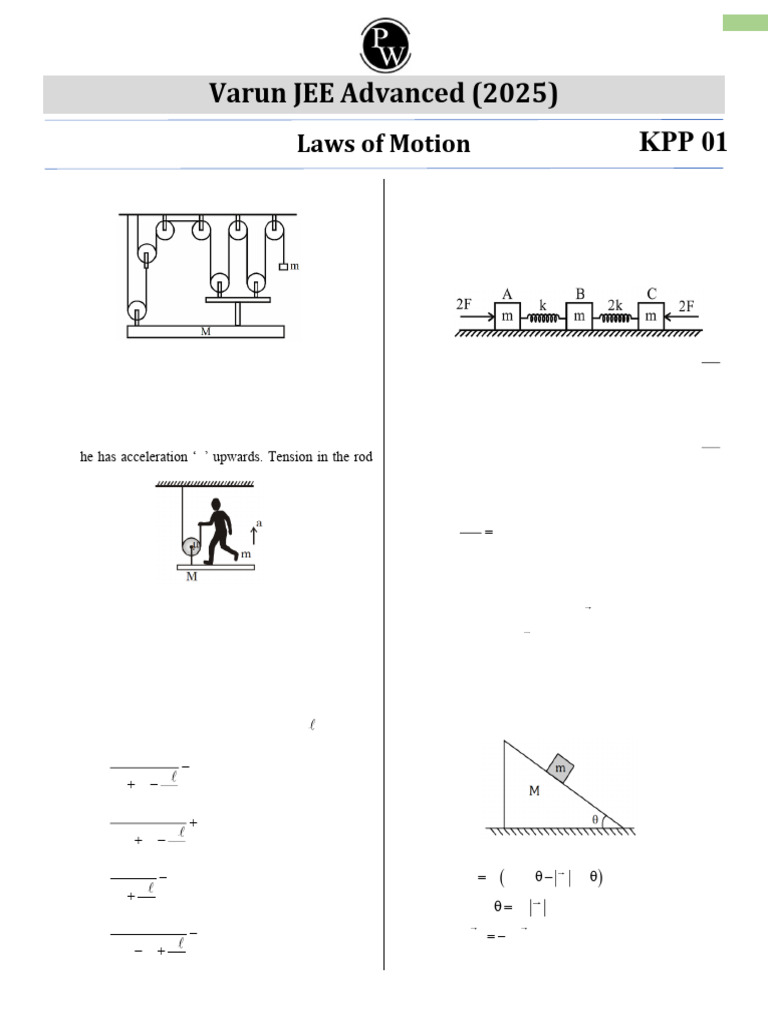 JEE Advanced Physics Problems | PDF | Force | Tension (Physics)