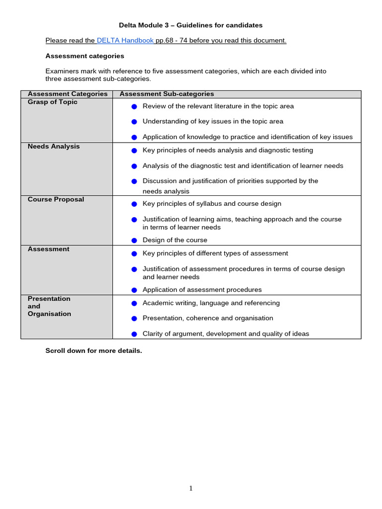 DELTA Module 3 Assessment Guidelines | PDF | Educational Assessment ...