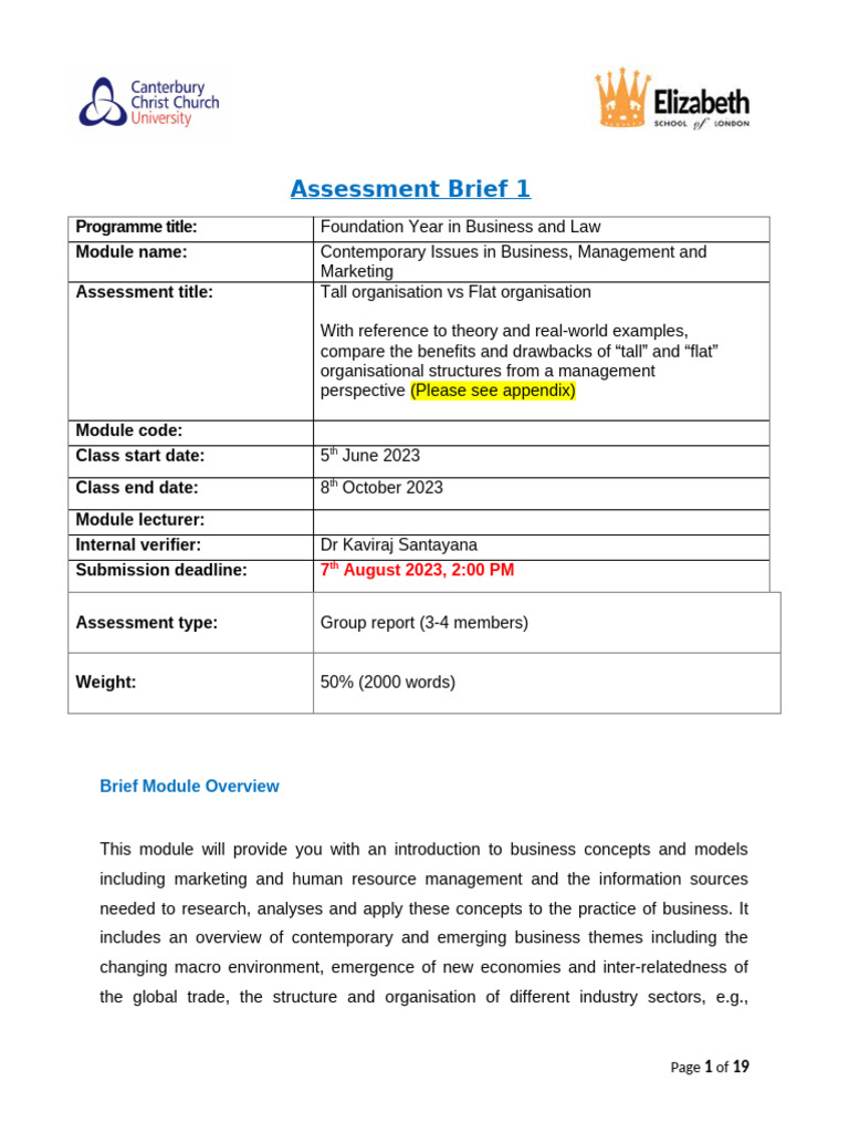 Assessment Brief 1 CIBMM | PDF | Theory | Analysis