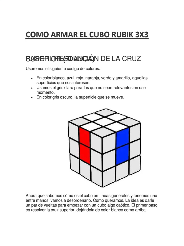 Cómo hacer la cruz blanca en Rubik 3x3 | PDF | Color
