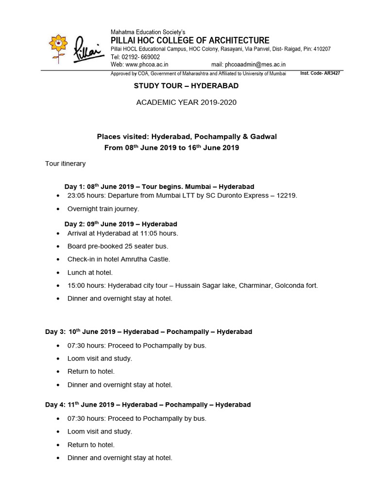 Study Tour Report - HYDERABAD - 2019 2020 1 | PDF