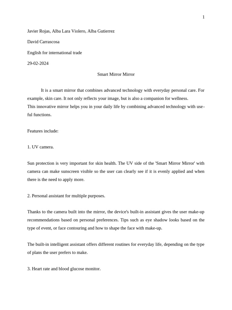 Smart Mirror Mirror | PDF