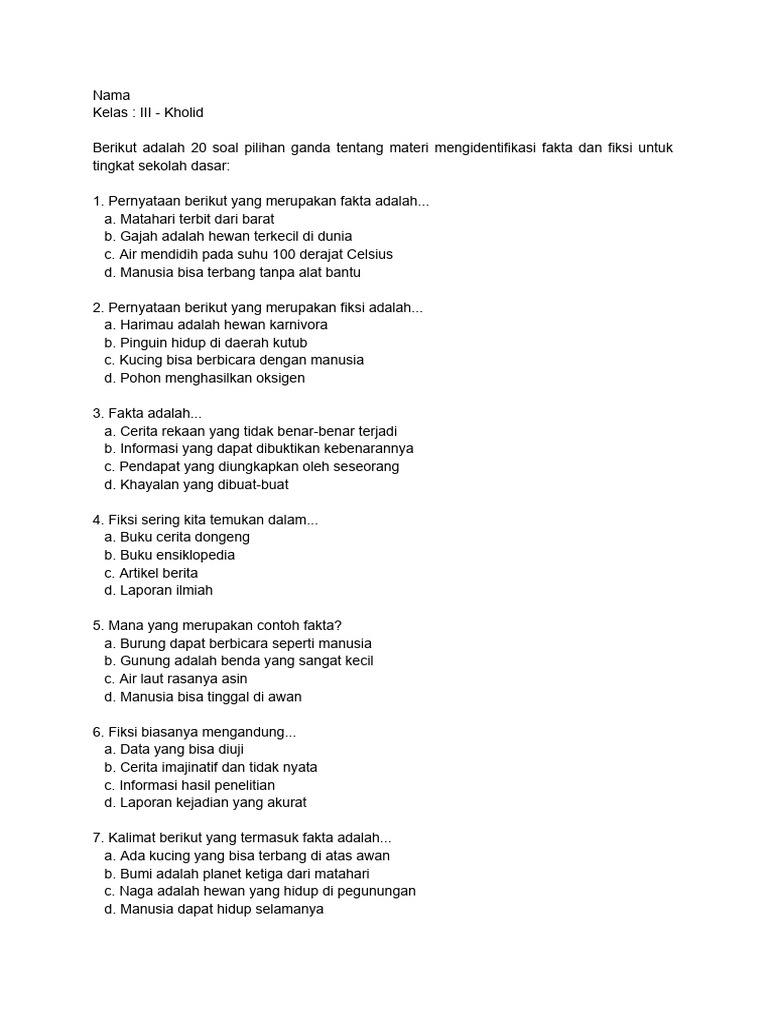 Mengidentifikasi Fakta Dan Fiksi | PDF