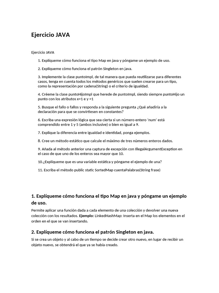 Ejercicio Java - Template (Respuestas) | PDF | Java (lenguaje de programación) | Cadena ...