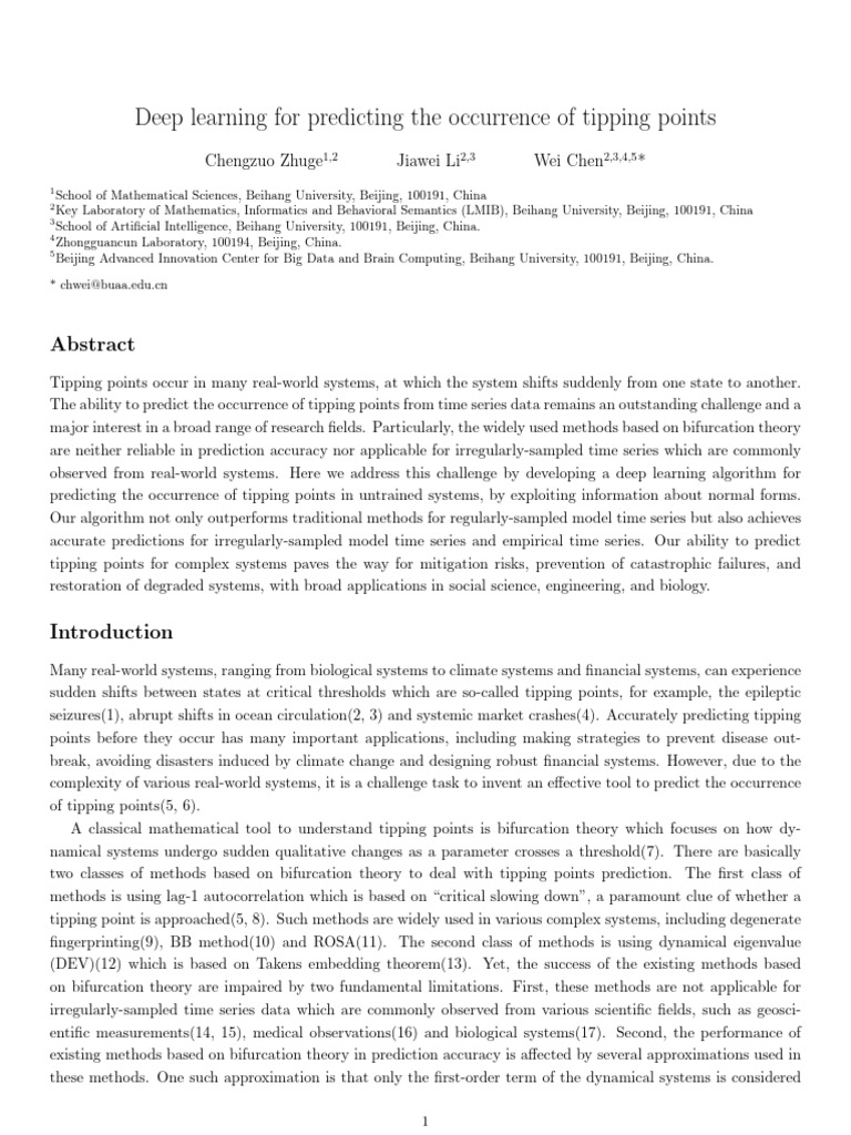 Deep Learning Predicts Tipping Points | PDF | Time Series | Autoregressive Model