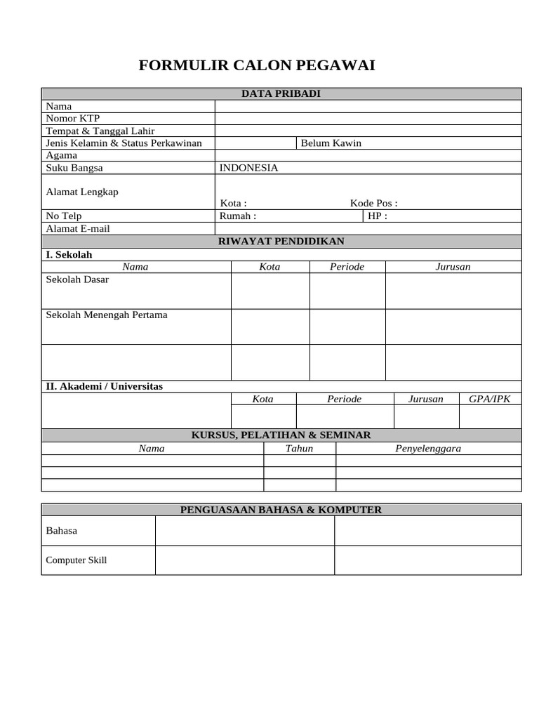 Form - Aplikasi - Pelamar - 2025 | PDF
