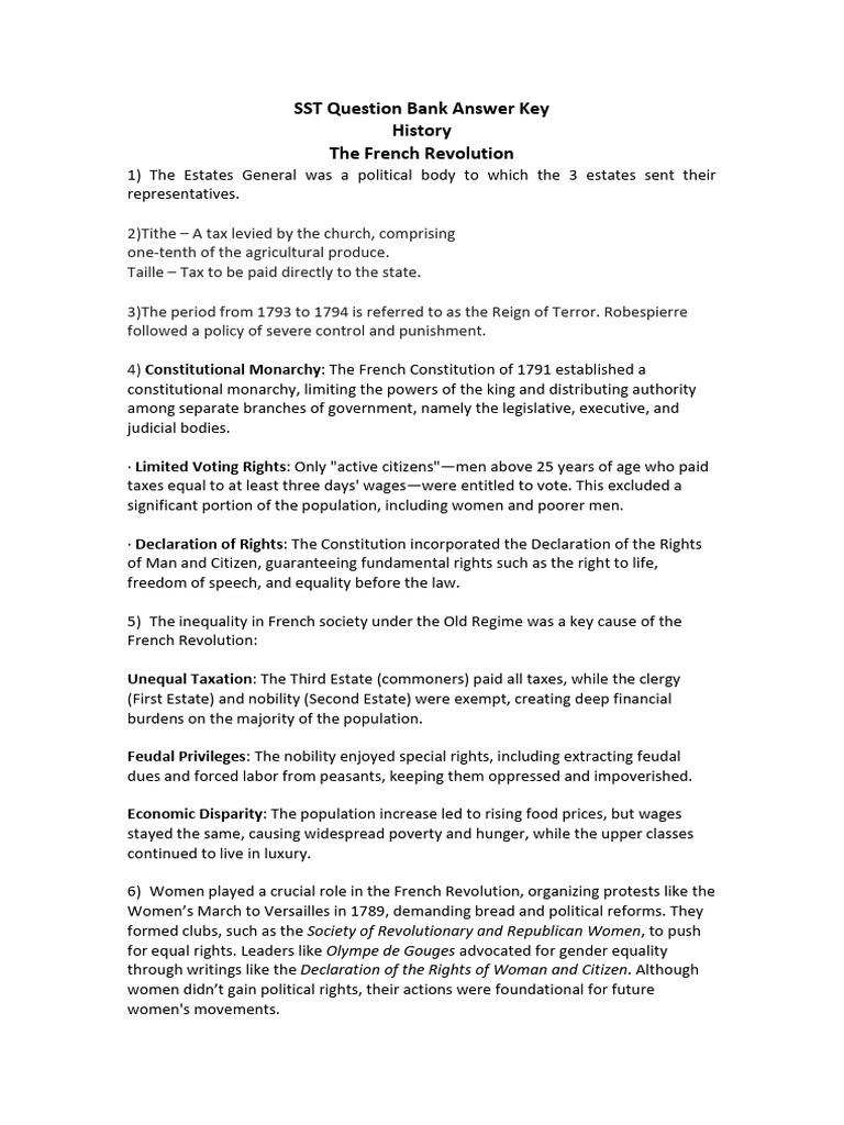 SST Question Bank Answer Key | PDF | Monsoon | Poverty