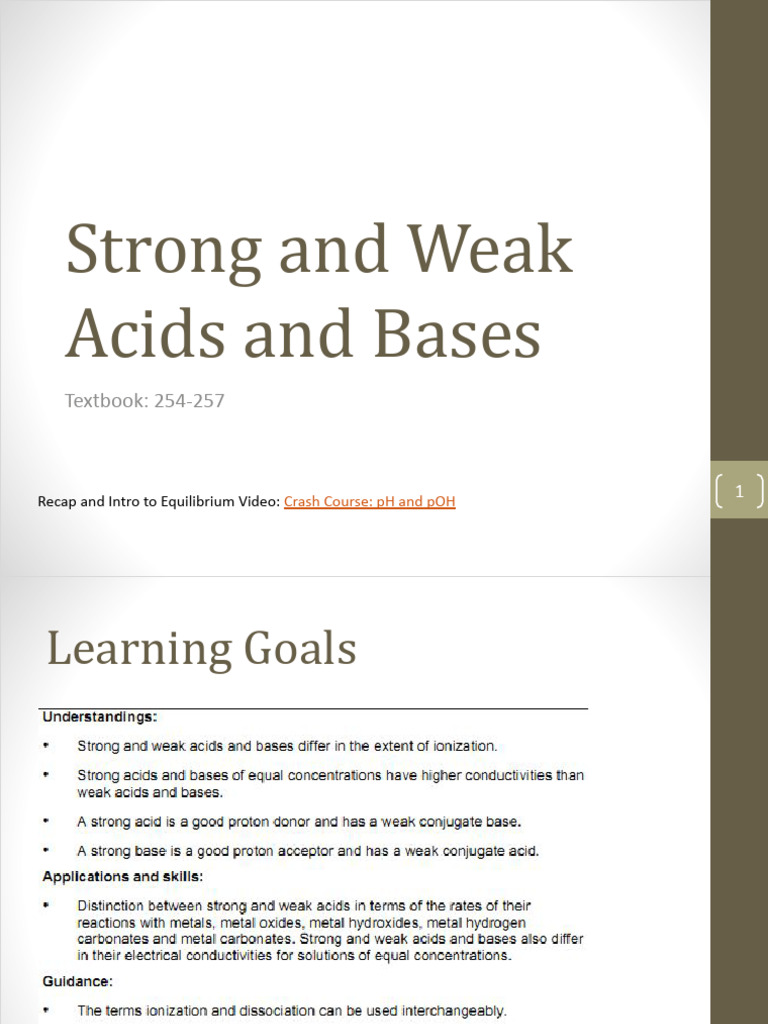Strong vs. Weak Acids and Bases Guide | PDF | Acid | Hydroxide