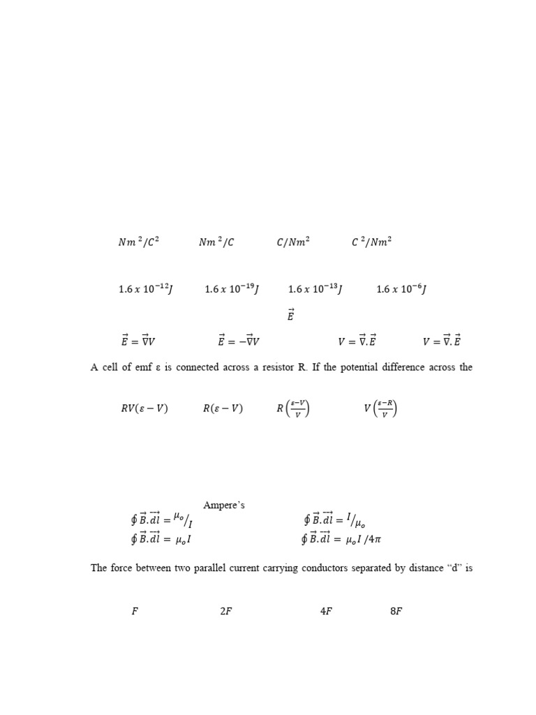 VST Physics 2025 | PDF | Capacitance | Electronvolt