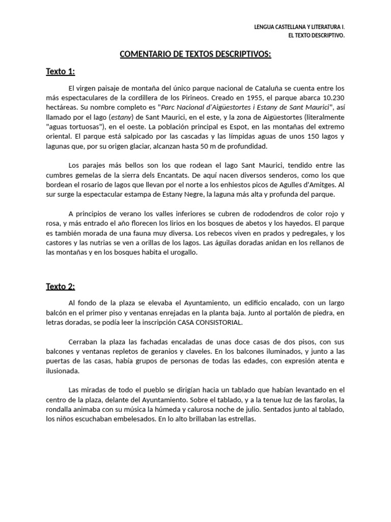 Comentario de Textos Descriptivos | PDF | Nube | Atmósfera