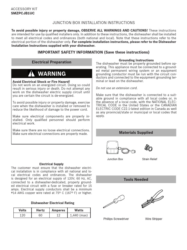 Bosch Dishwasher Electrical Installation Guide | PDF | Electrical ...