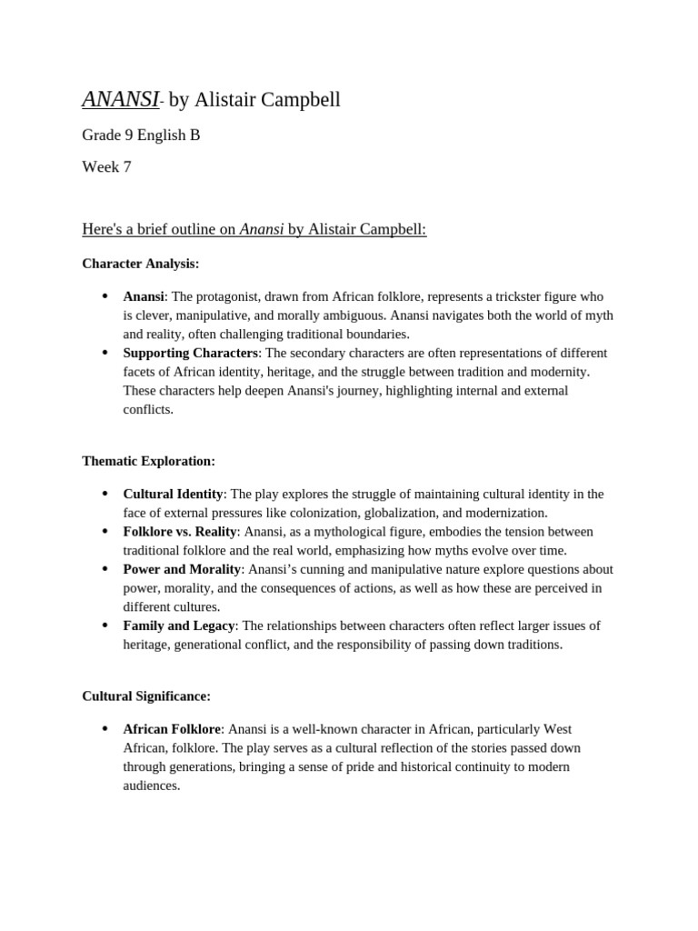 ANANSI - by Alistair Campbell | PDF | Anansi | Folklore