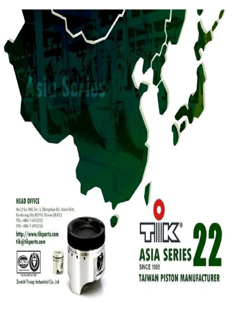 Tik Pistones Asia Series | PDF | Piston | Cylinder (Engine)