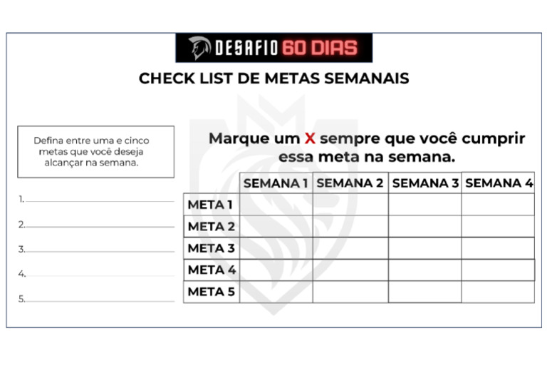 Check List de Metas Semanais | PDF