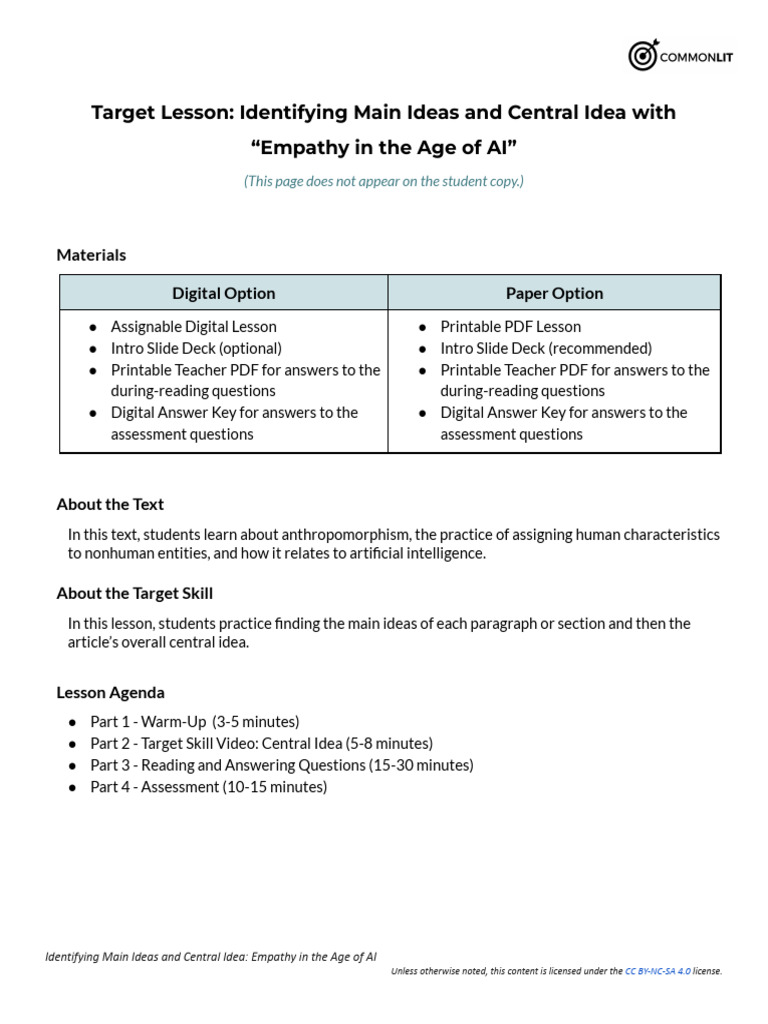 Empathy in The Age of AI Target Lesson TEACHER COPY | PDF | Artificial Intelligence ...