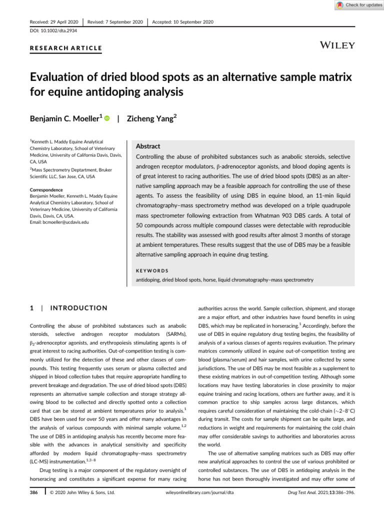 Moeller - Evaluation of dried blood spots as an alternative sample ...