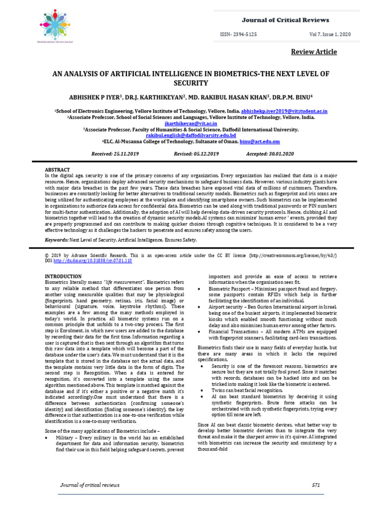 An_Analysis_of_Artificial_Intelligence_i | PDF | Biometrics | Artificial Intelligence