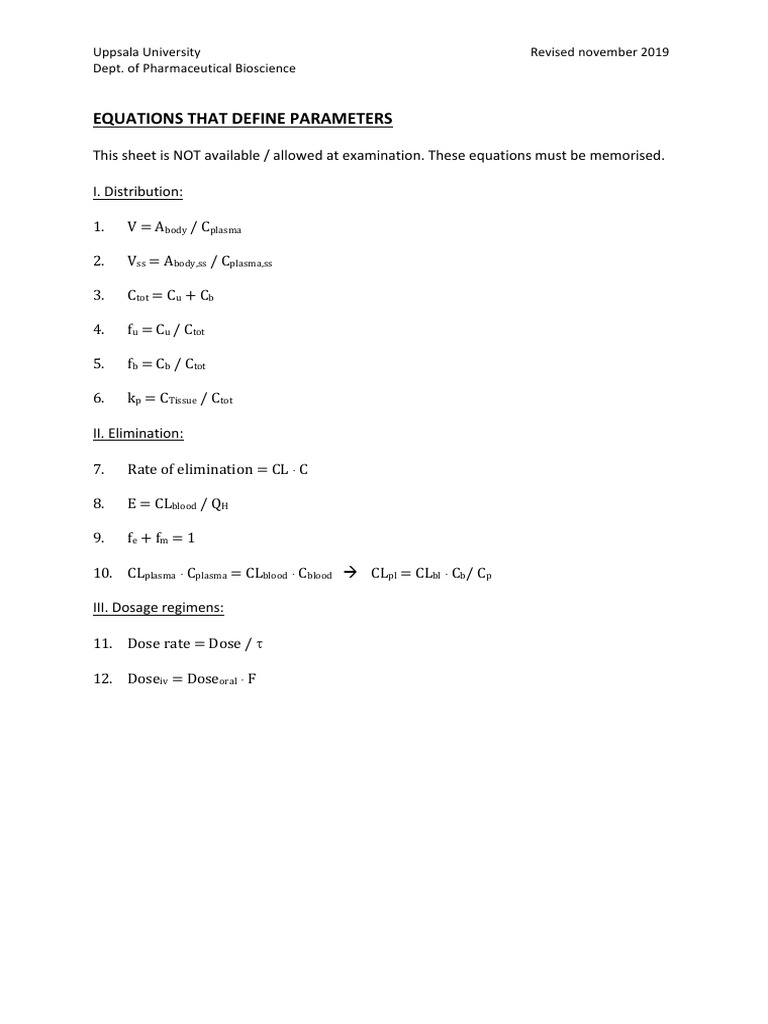 List of Formulas (Definitions) | PDF