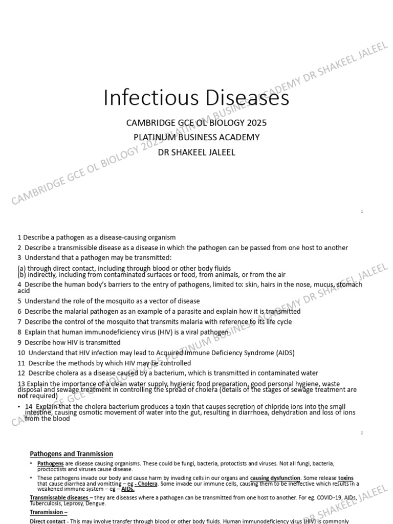 Understanding Infectious Diseases and Transmission | PDF | Mosquito ...