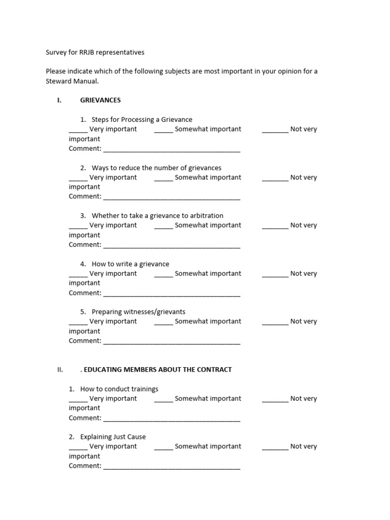 Steward Manual Priorities Survey | PDF | Business | Business Ethics