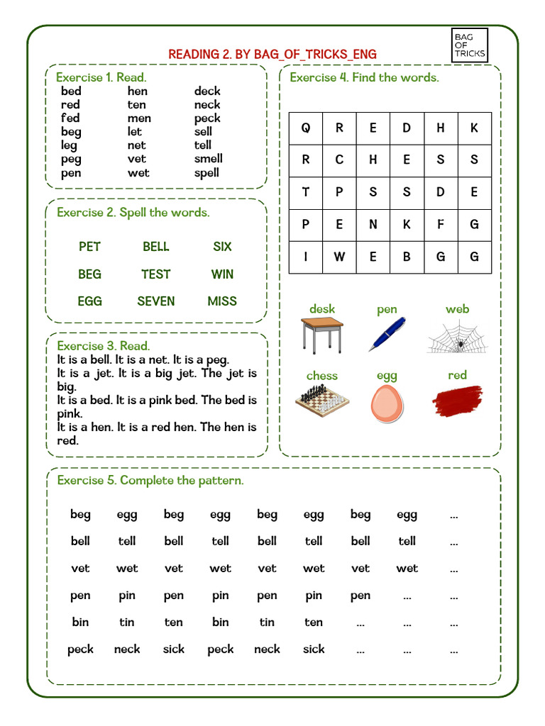 Phonics Reading and Spelling Exercises | PDF