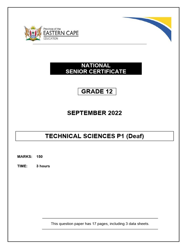 TECHNICAL SCIENCES P1 QP GR12 SEPT2022 - English Deaf | PDF | Force | Light