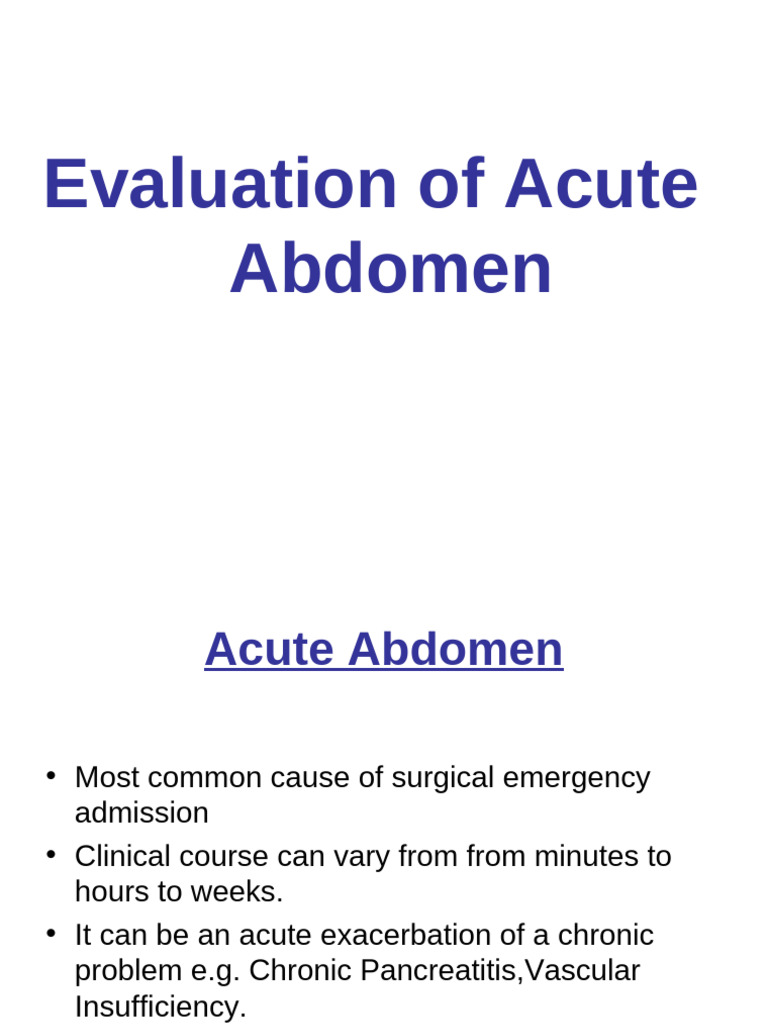 Evaluation of Acute Abdomen | PDF | Digestive Diseases | Clinical Medicine