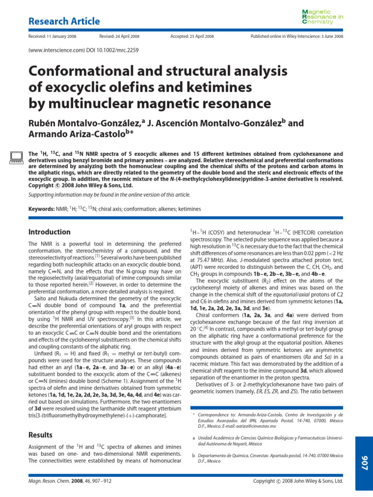 Conformational and Structural Analysis of Exocyclic Olefins and Ketimines by Multinuclear ...