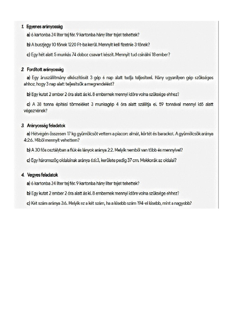 Arányosság Vegyes | PDF