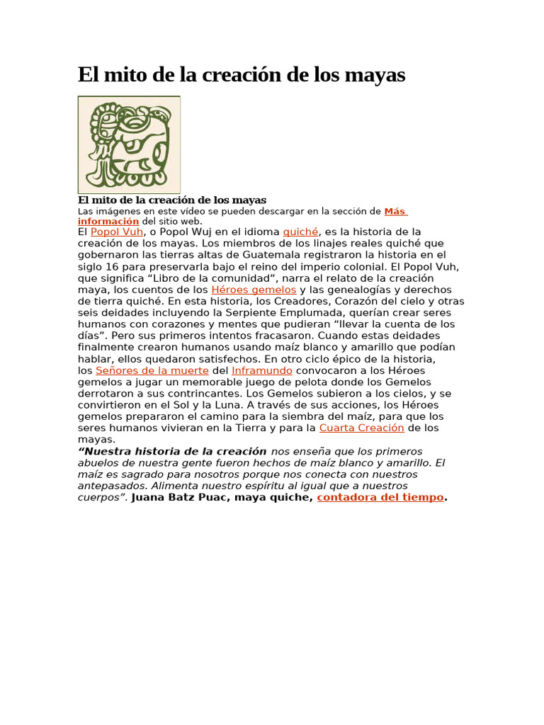 El mito de la creación de los mayas | PDF