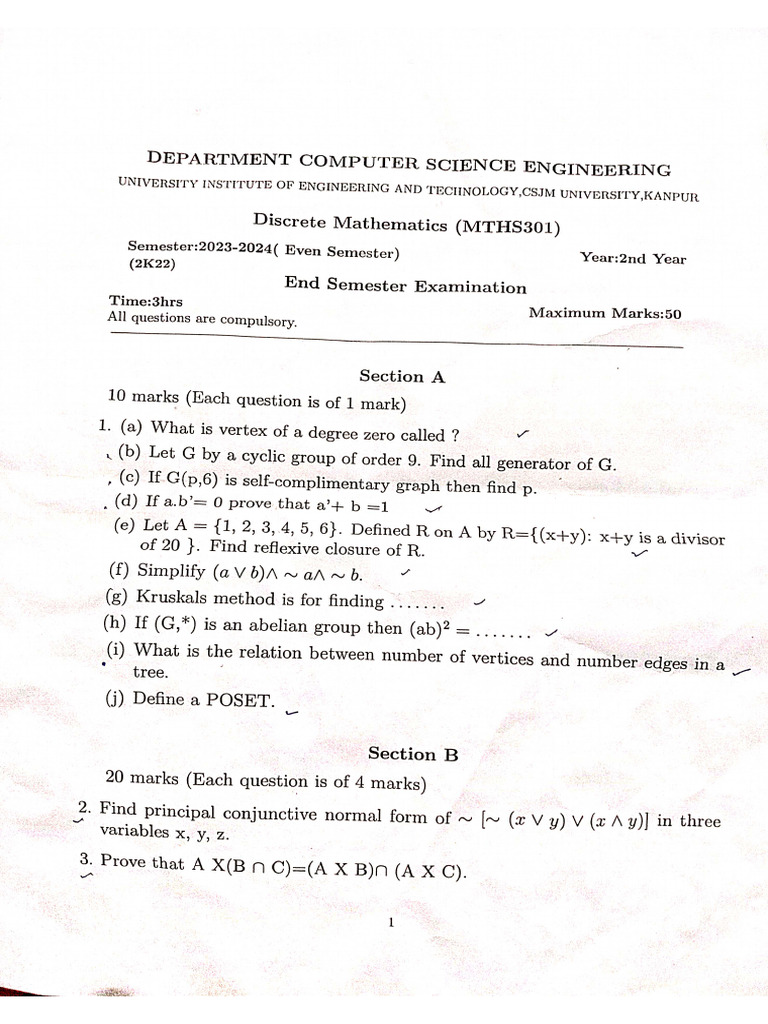 Maths End Sem Pyq 4th Sem | PDF