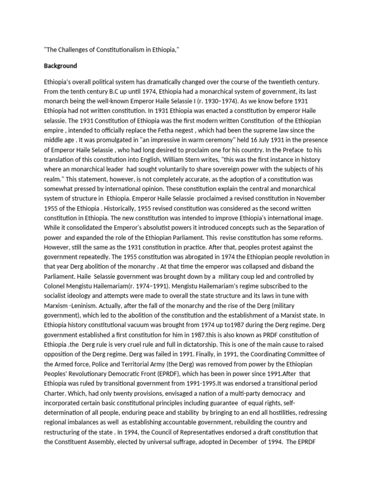 Challenges of Constitutionalism in Ethiopia | PDF | Constitution | Ethiopia