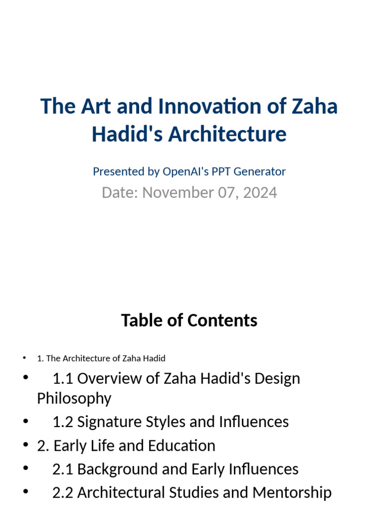 Zaha Hadid Architecture Presentation | PDF