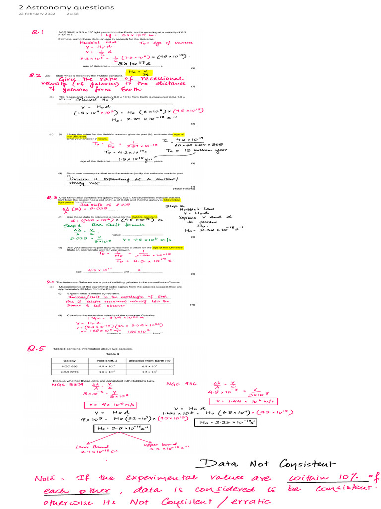 2 Astronomy Questions 2 | PDF