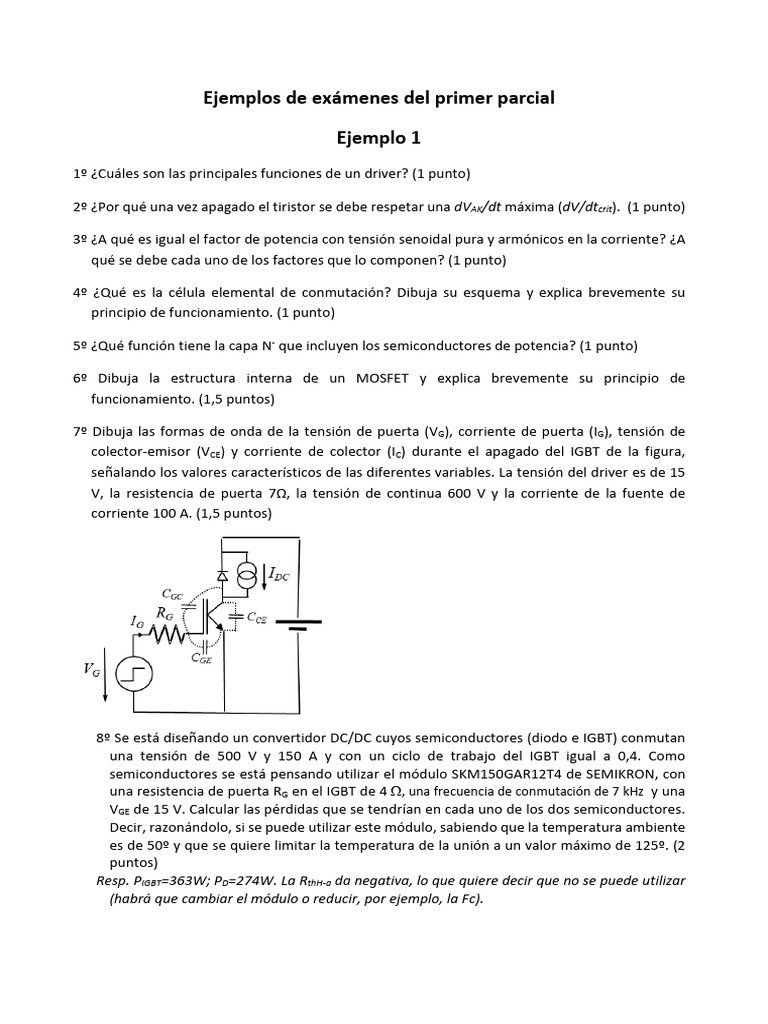 Ejemplos 1 - Parcial CEP | PDF | Dispositivos semiconductores | Equipo eléctrico