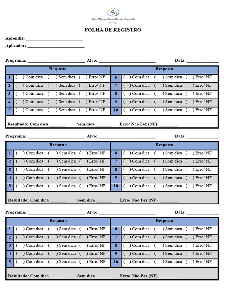 Folha de Registro Novo Modelo | PDF