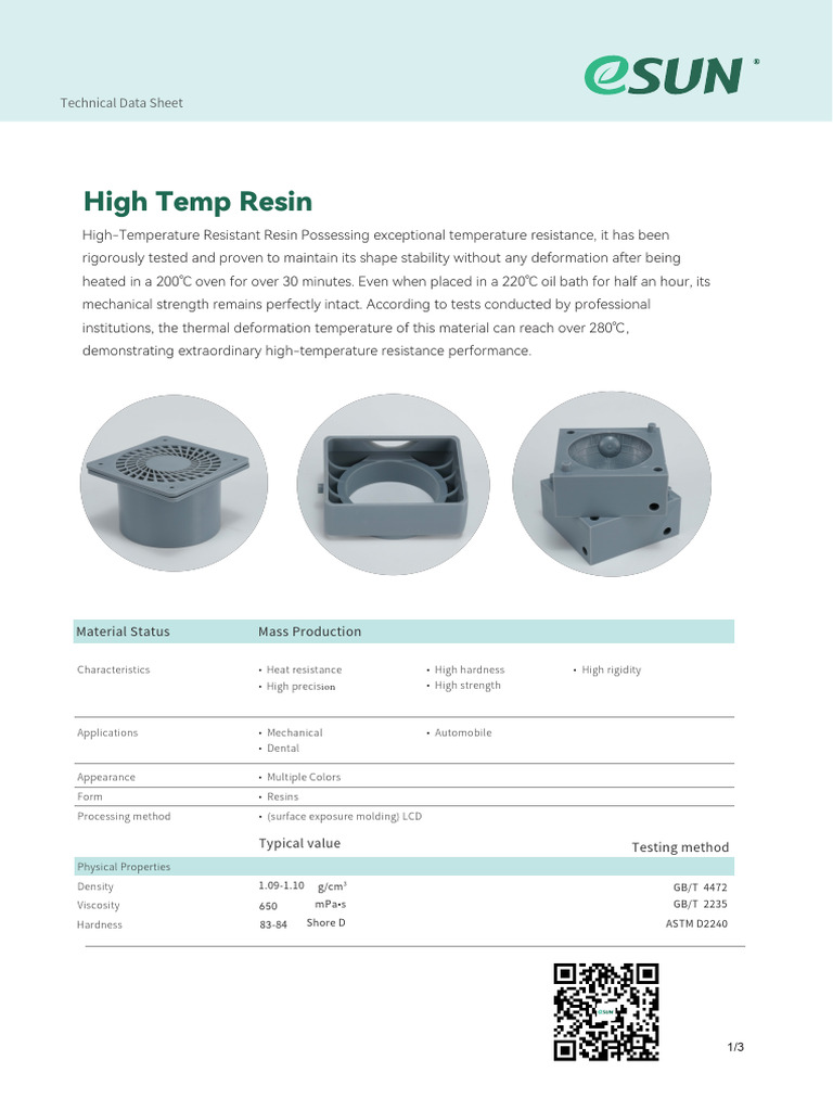 High Temp Resin Technical Data | PDF | Strength Of Materials | Hardness
