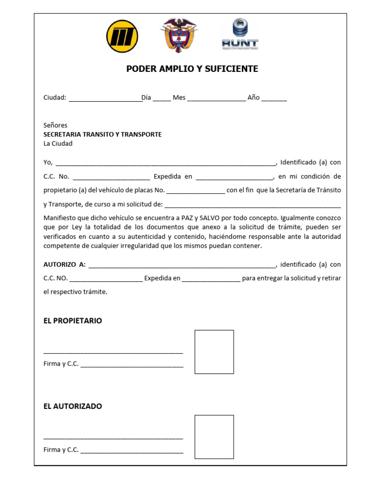 PODER AMPLIO Y SUFICIENTE (Matriculas) | PDF