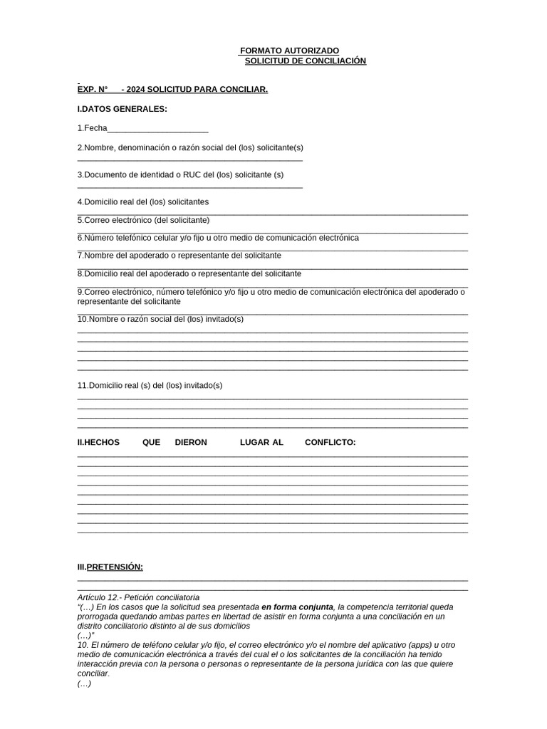 SOLICITUD PARA CONCILIAR | PDF