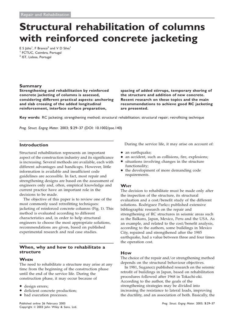 Structural Rehabilitation of Columns Wit | PDF | Concrete | Strength Of ...