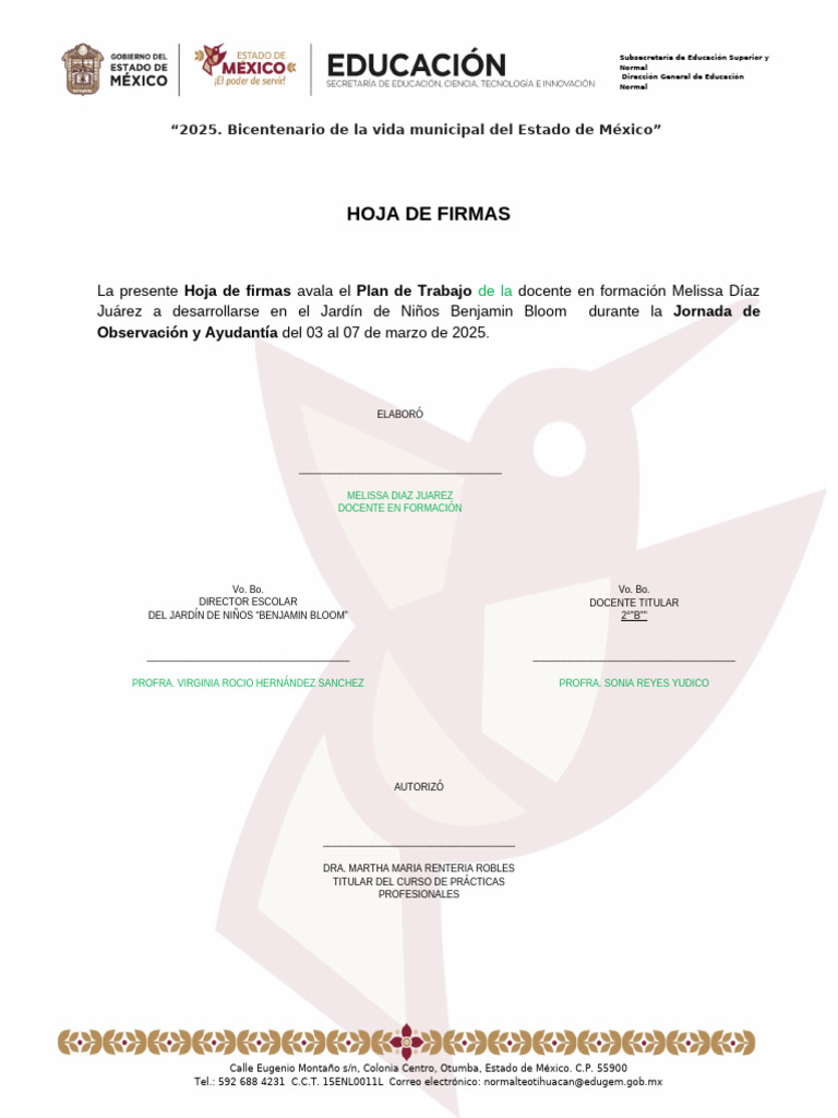 Hoja de Firmas Carpeta | PDF