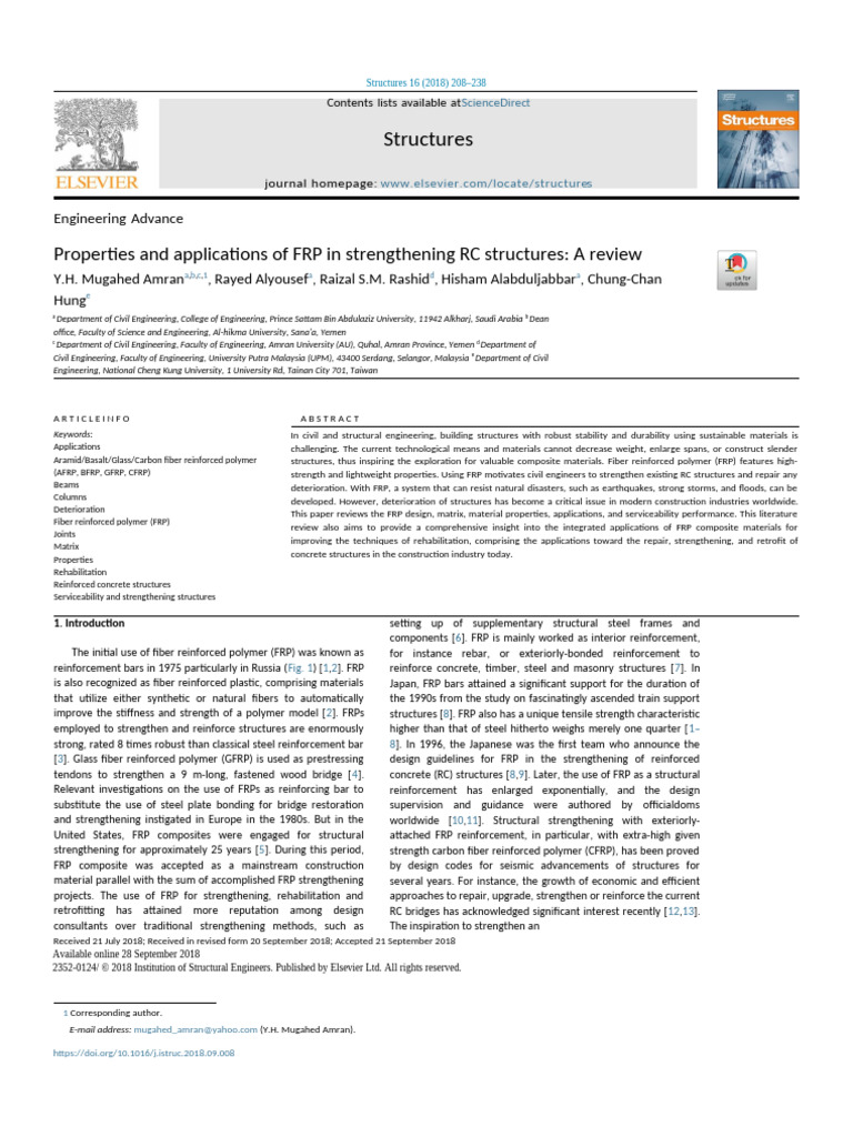 Properties and Applications of FRP in Strengthening RC Structures A ...