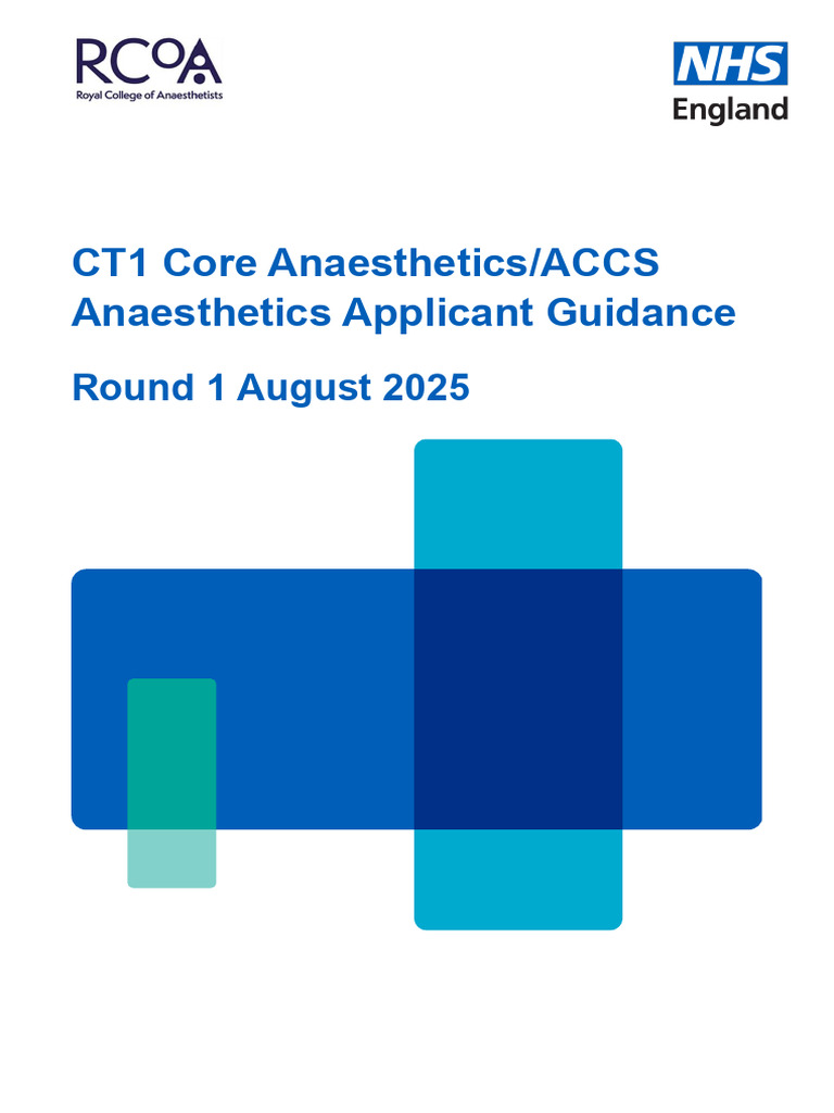 CT1 Anaesthetics Applicant Guidance August 2025 - 1 | PDF | Travel Visa