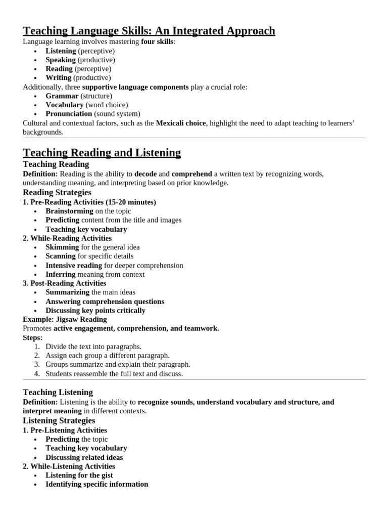 Teaching Language Skills | PDF | Reading Comprehension | Learning