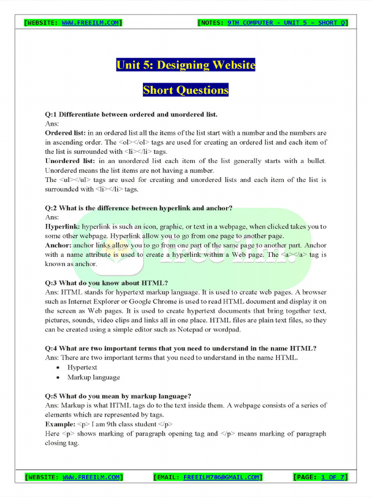 9th Comp CH 5 SQ | PDF