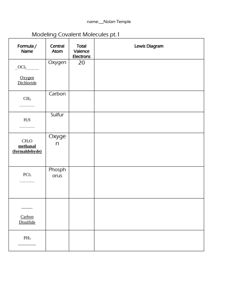 Lewis Structures Worksheet | PDF