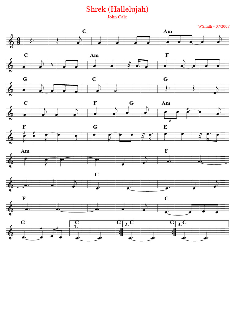 Shrek Hallelujah | PDF